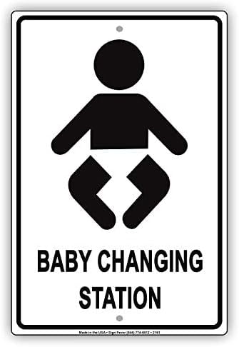 Warning Sign Baby Changing Station with Graphic Designated Restroom ...