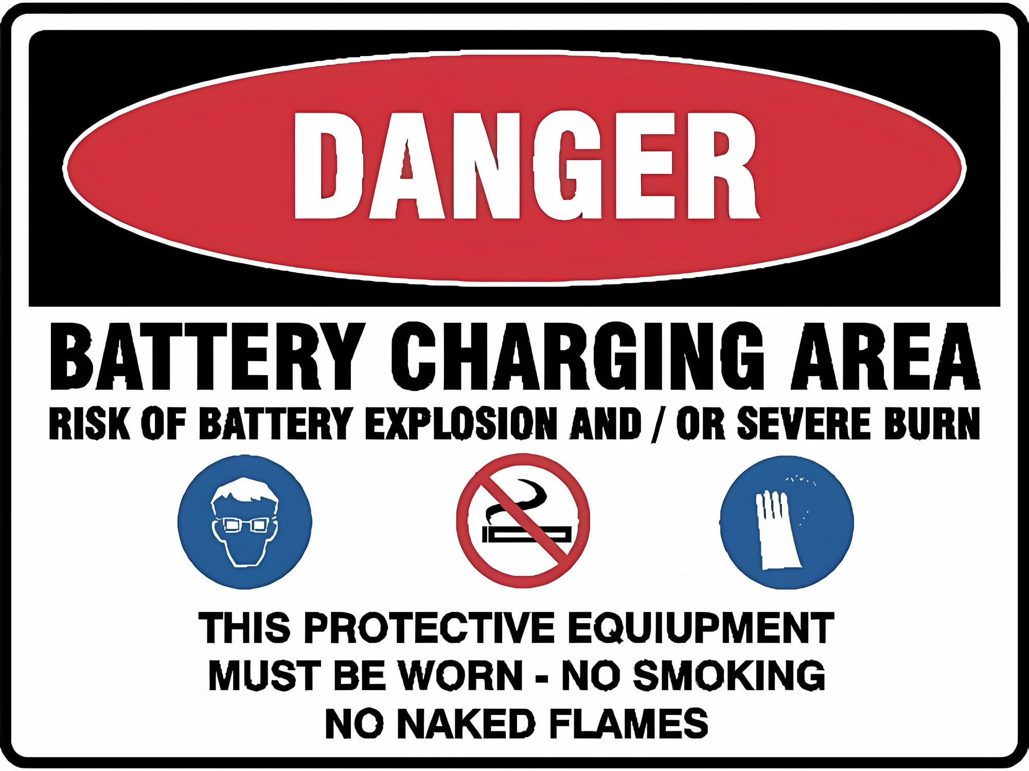 Warning Sign Battery Charging Area Rust-Proof Aluminum - 12×8 Inches ...