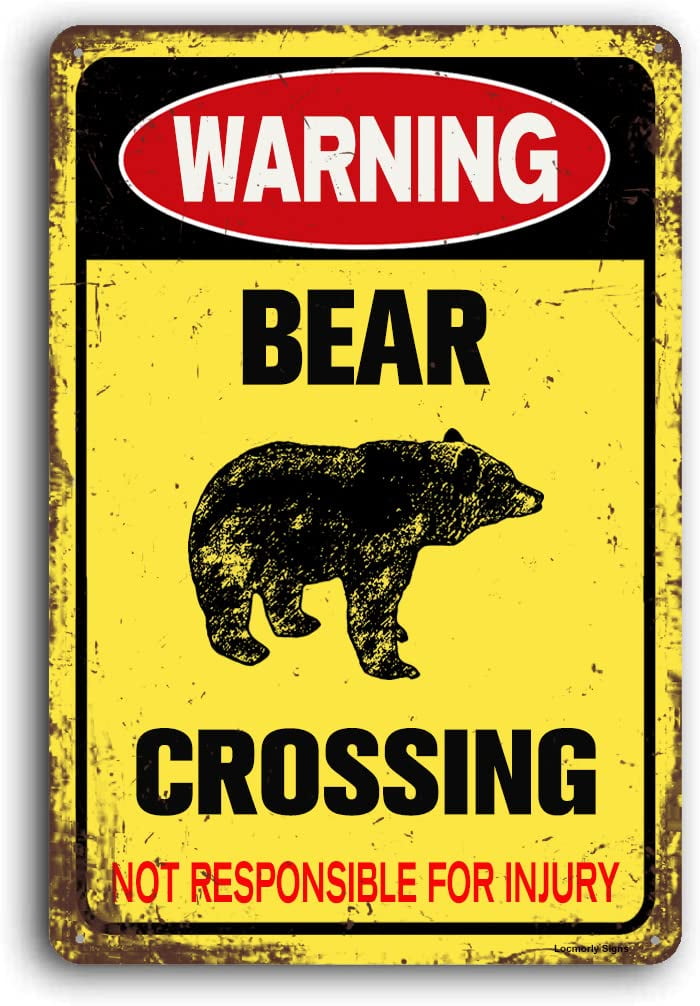 Warning Sign, Bear Crossing Sign, (Aluminum) Size: 8 x 12 inch ...