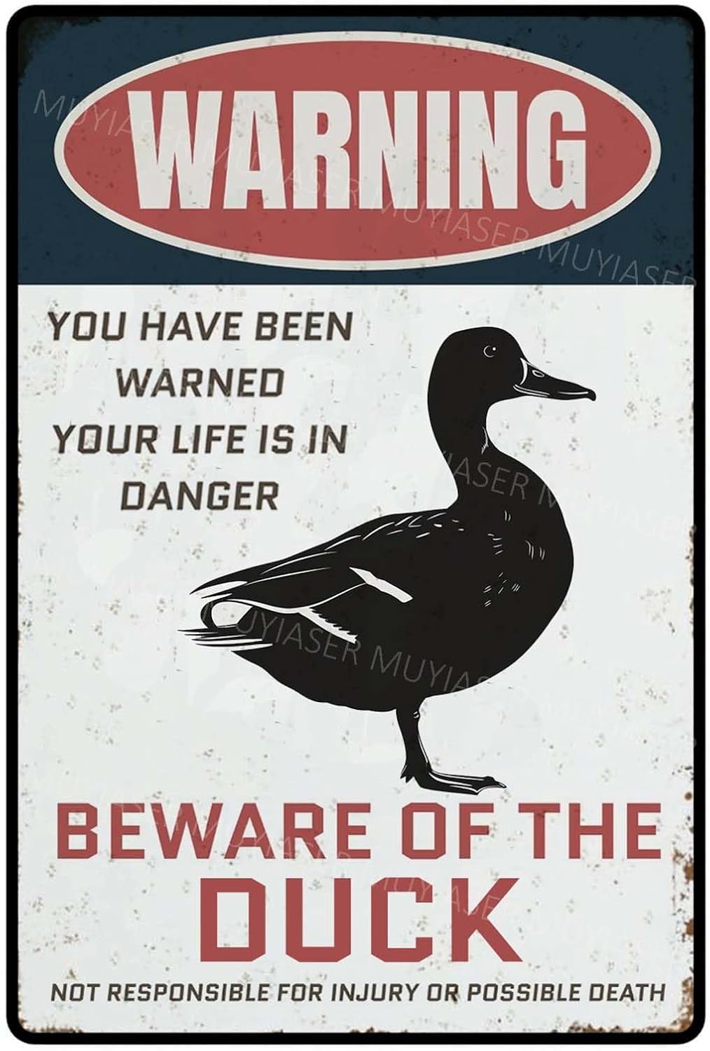 Warning Sign Beware Of The Duck Aluminum Metal Tin Signs Door Sign ...