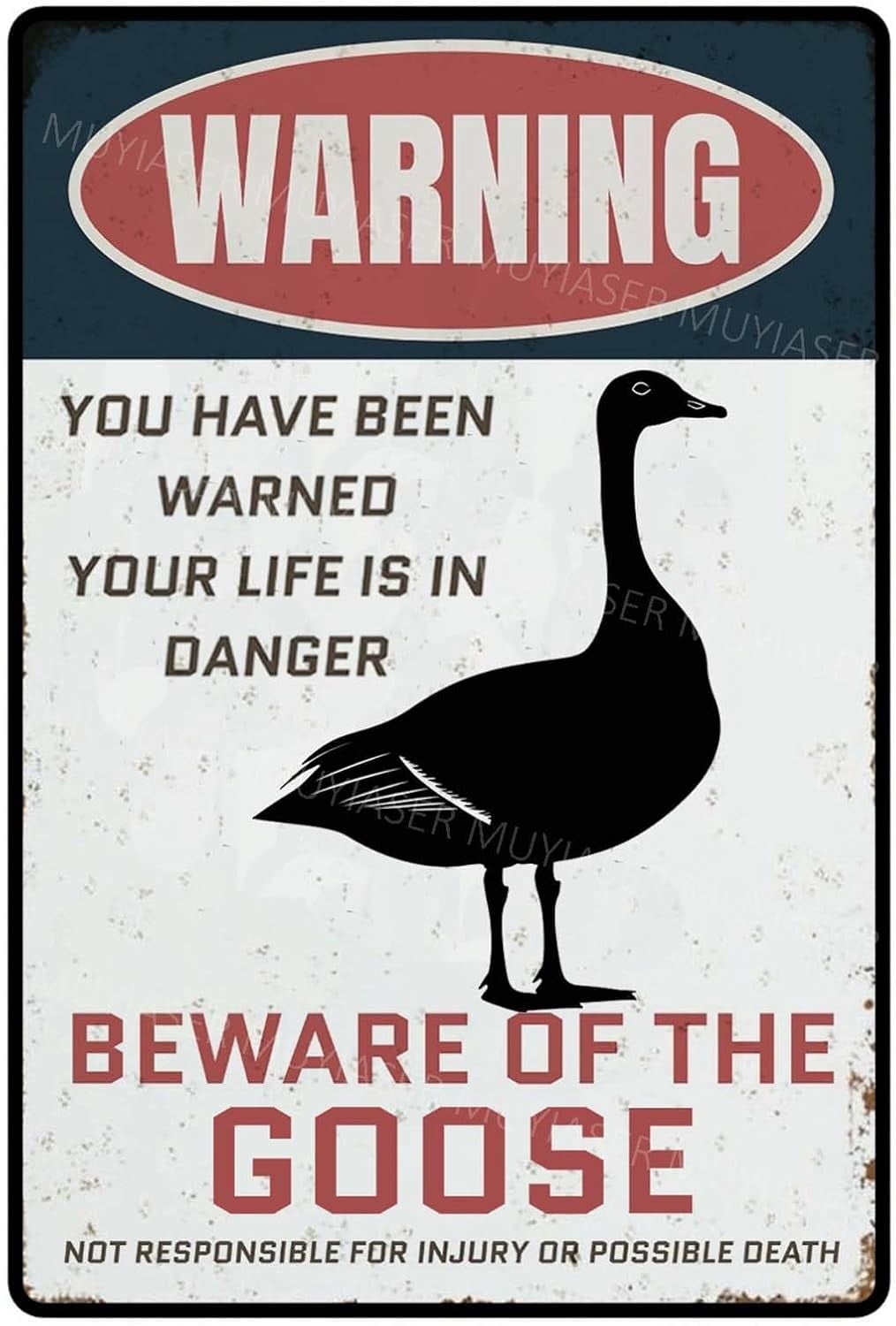 Warning Sign Beware Of The Goose Metal Tin Signs Door Sign Warning Sign ...