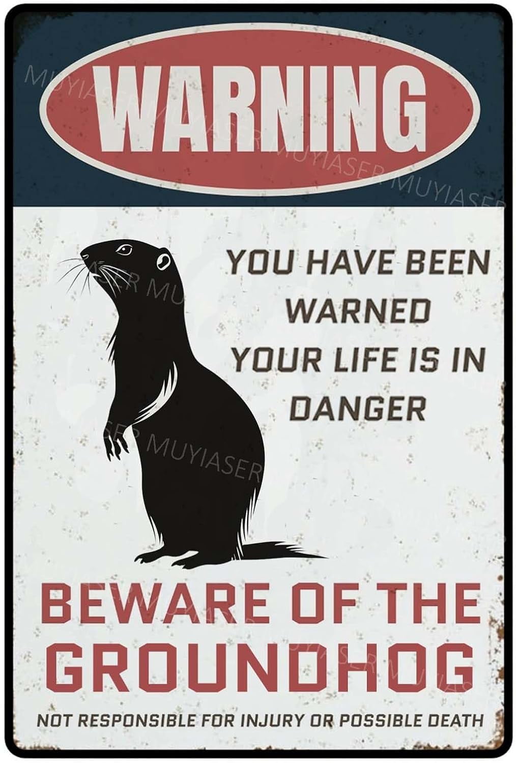 Warning Sign Beware Of The Groundhog Aluminum Metal Tin Signs Door Sign ...