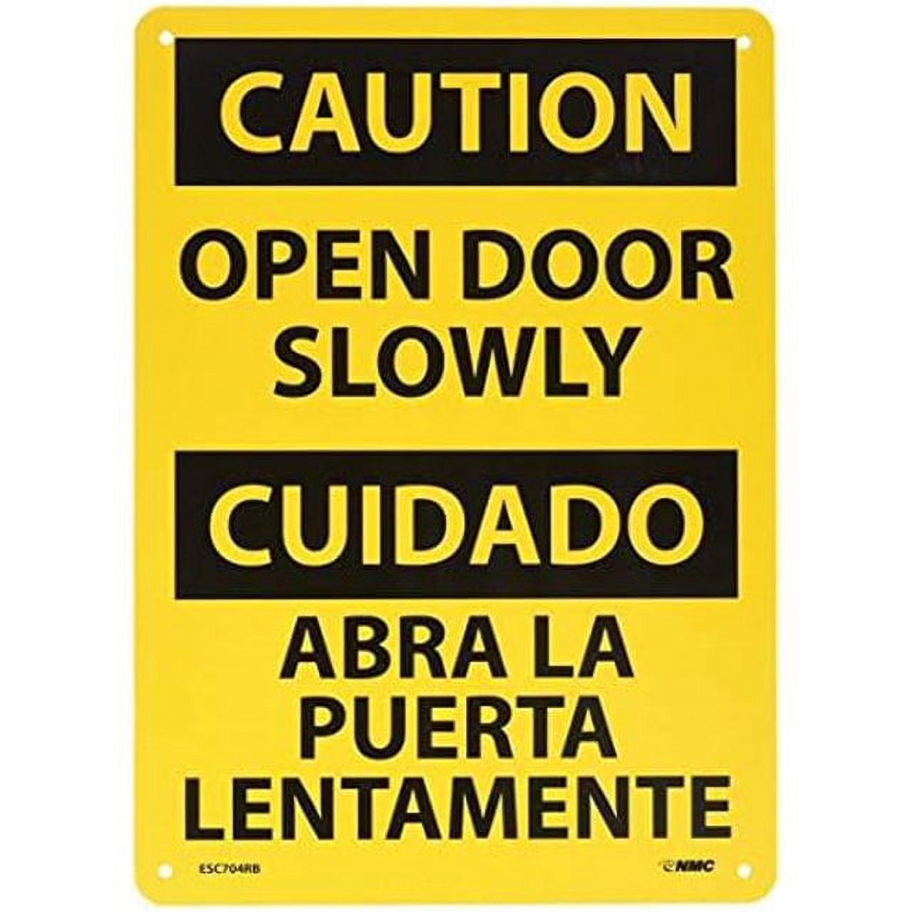 Warning Sign Bilingual, Caution Open Door Slowly Sign Business Sign ...