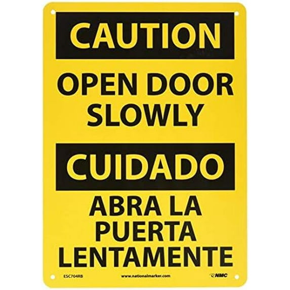 Warning Sign Bilingual, Caution Open Door Slowly Sign Business Sign ...