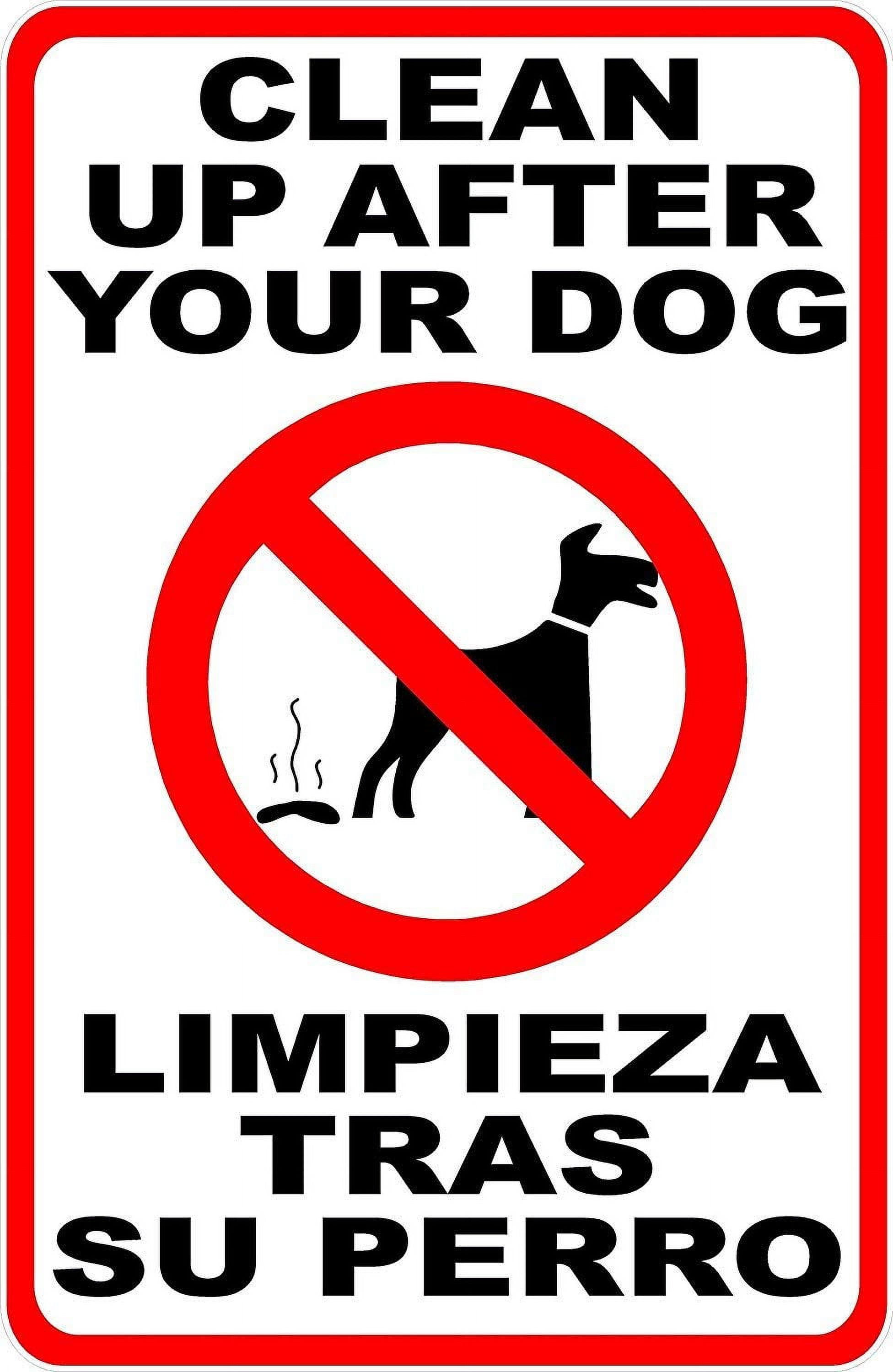 Warning Sign Bilingual Please Clean Up After Dog Sign English & Spanish ...