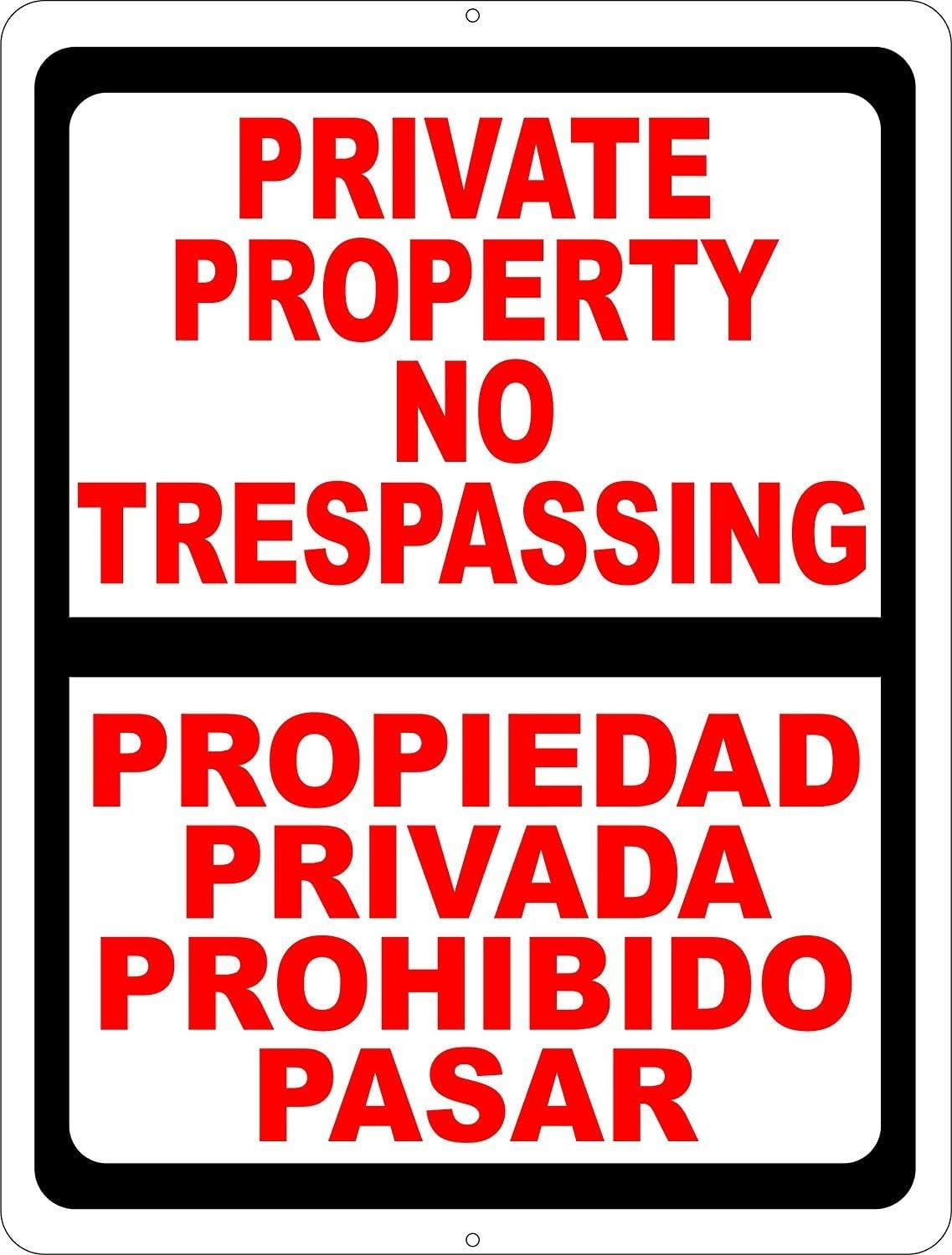 Warning Sign Bilingual Private Property No Trespassing Sign. English ...
