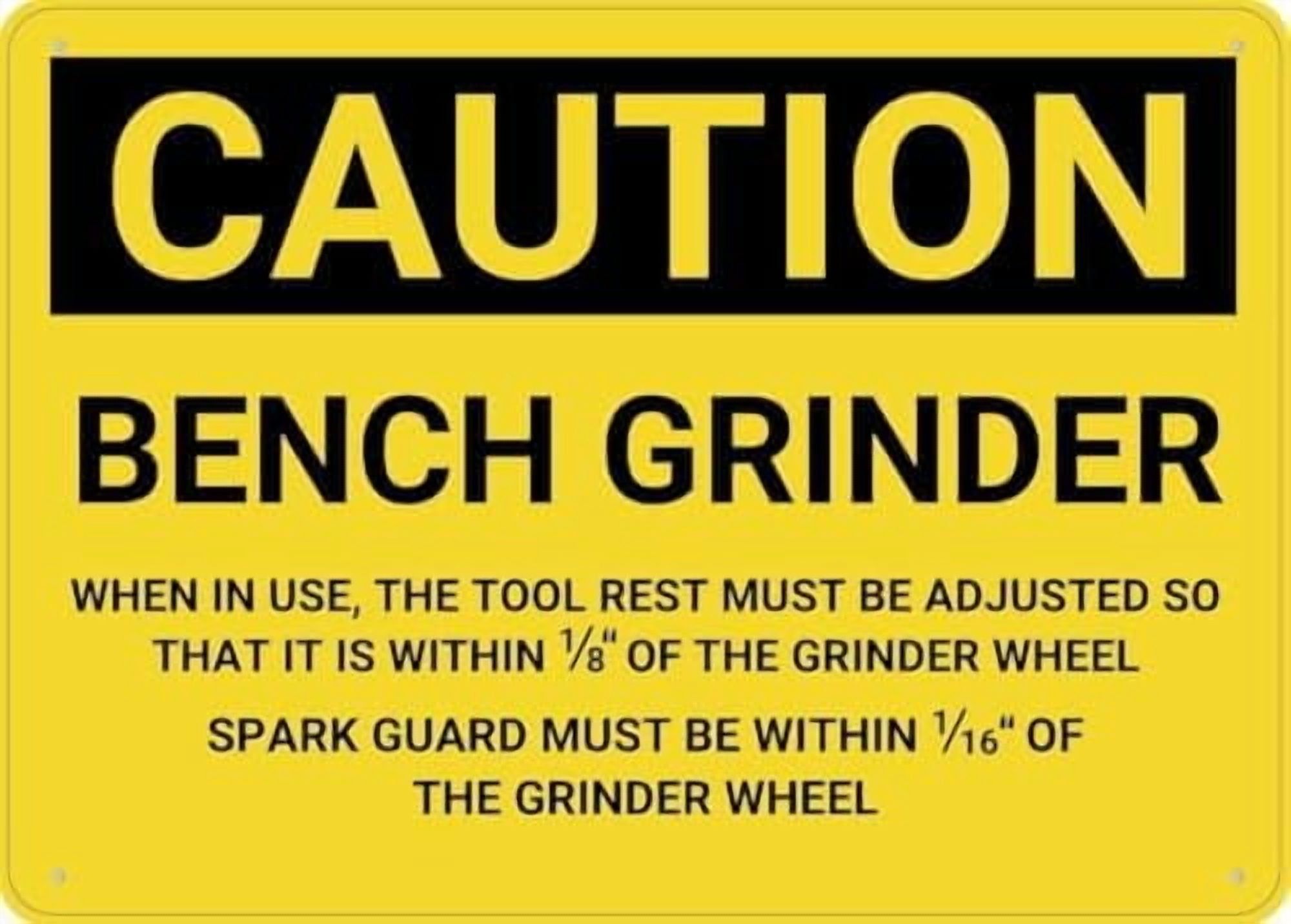 Warning Sign - Caution Bench Grinder, Durable Metal Warning Sign for ...