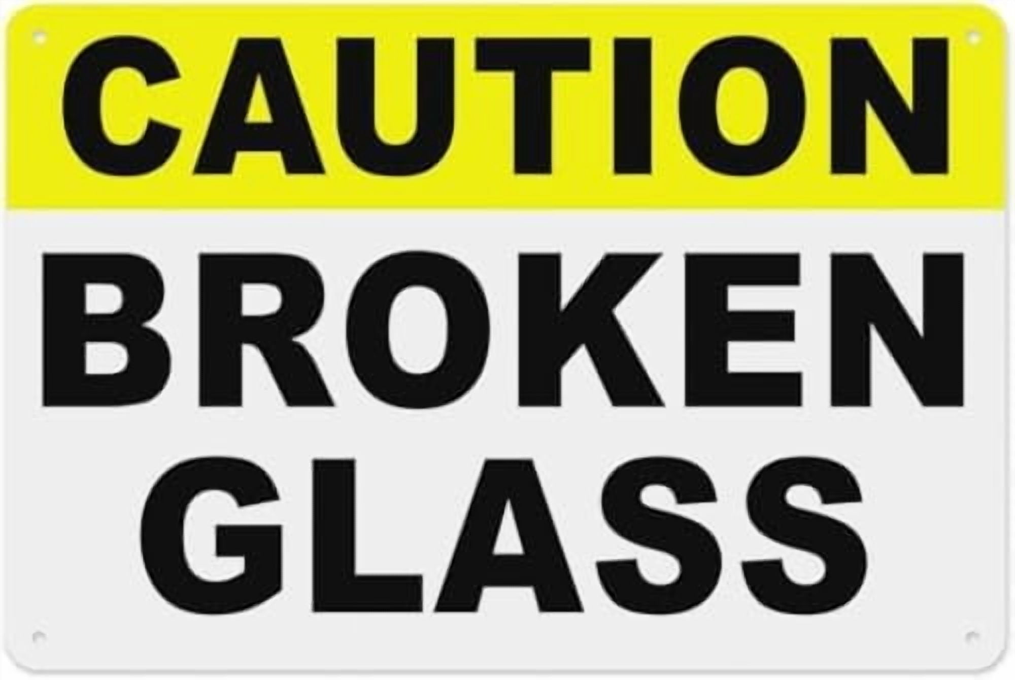 Warning Sign - Caution Broken Glass, Tin Sign, Warning Metal Sign ...