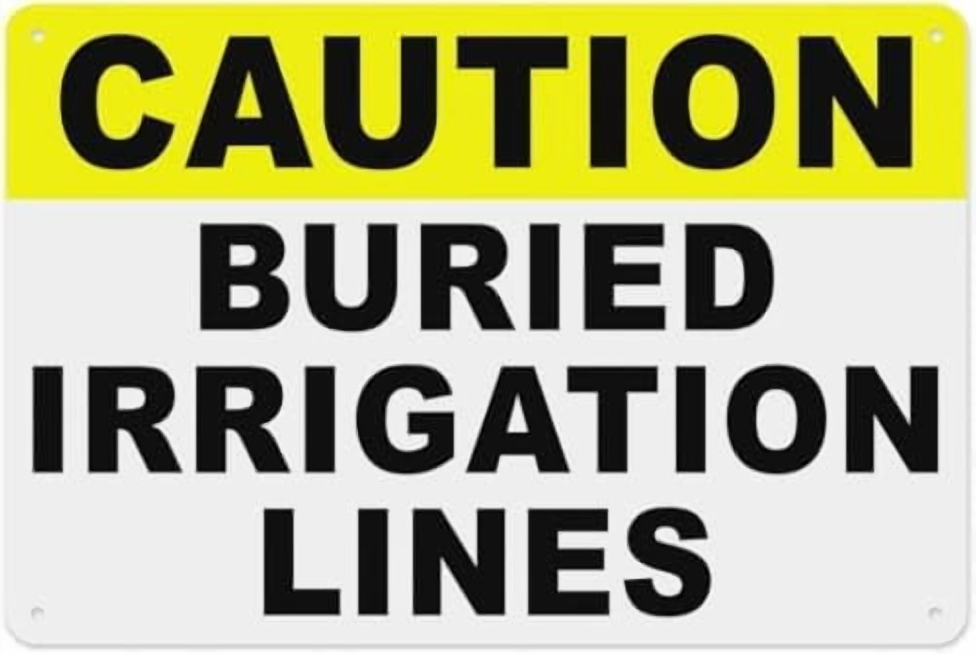 Warning Sign - Caution Buried Irrigation Lines, Tin Sign, Warning Metal ...