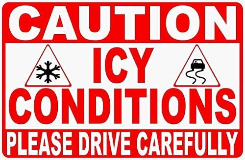 Warning Sign Caution ICY Conditions Please Drive Carefully Sign Post ...