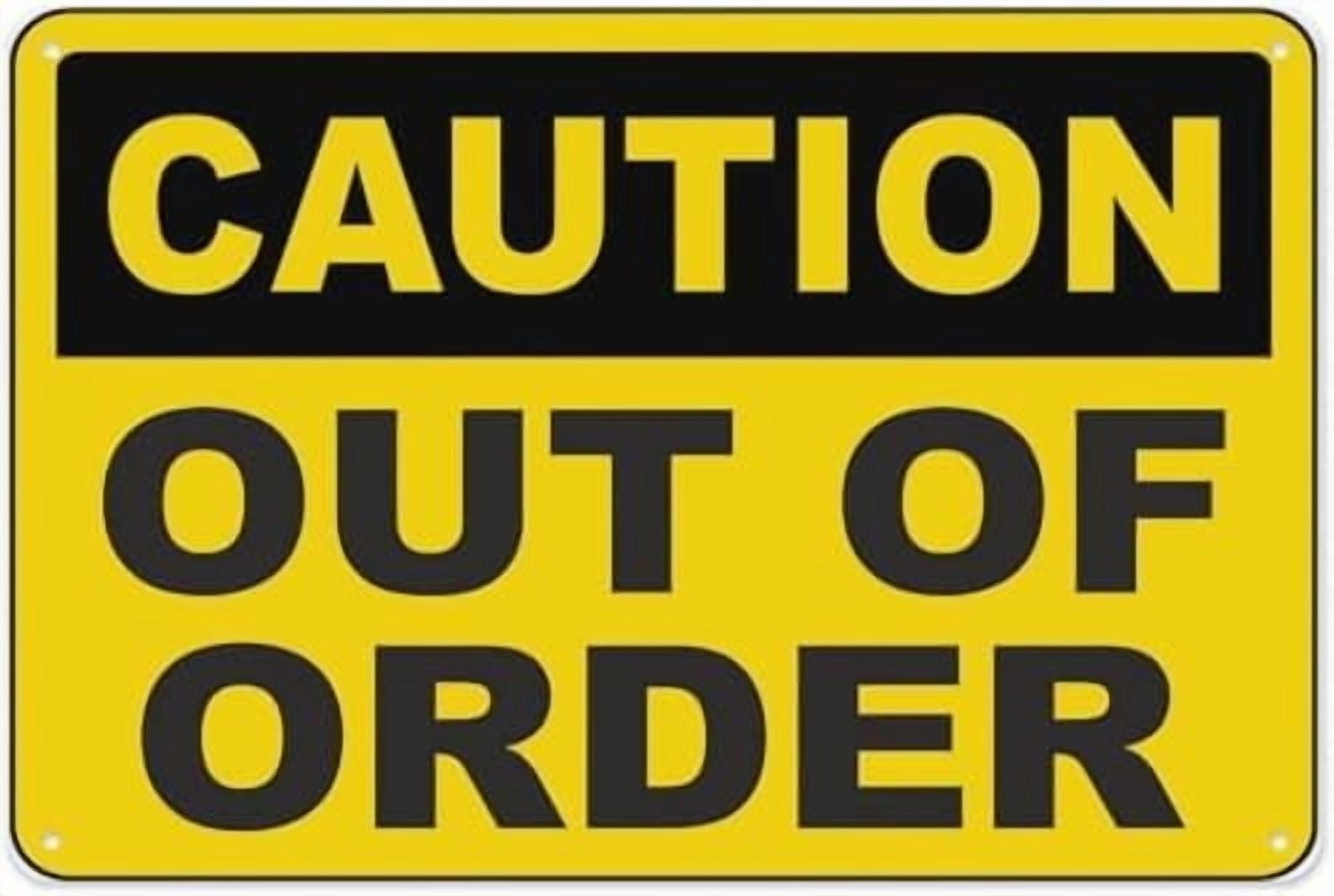 Warning Sign - Caution Out of Order, Warning Metal Sign, Vintage Wall ...