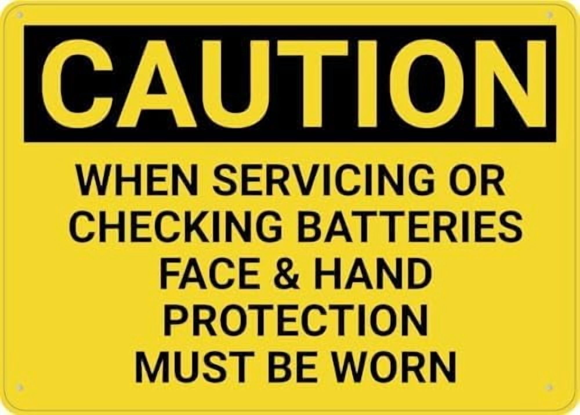 Warning Sign - Caution When Servicing Batteries Must Be Worn, Metal ...