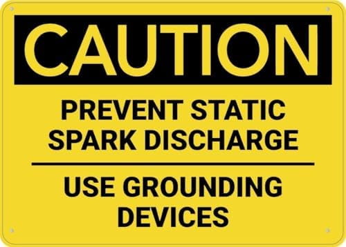 Warning Sign - Caution Static Spark Discharge Use Grounding Devices ...
