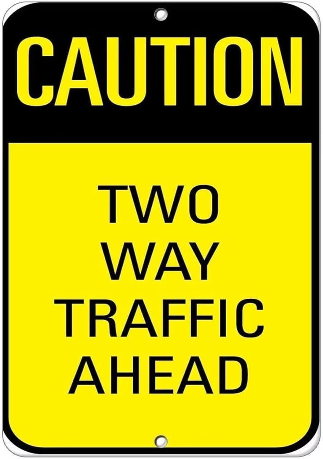 Warning Sign Caution Two Way Traffic Ahead Traffic Sign Road Sign ...