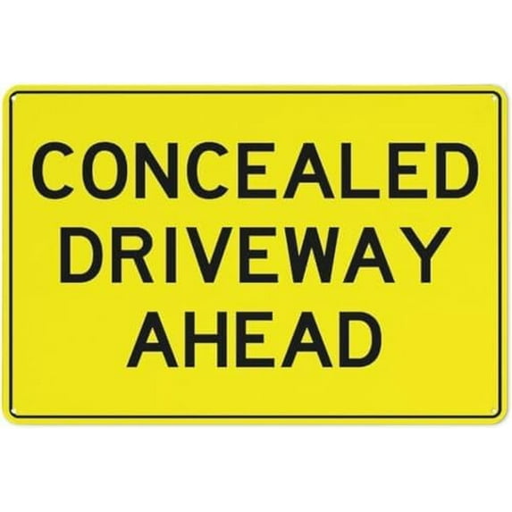 Warning Sign - Concealed Driveway Ahead, Rust Free Aluminum Sign, Grade ...