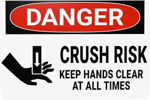 Warning Sign - Crush Hazard Keep Hands Clear, Tin Sign, Warning Metal ...