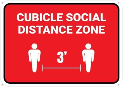 Warning Sign - Cubicle Social Distance Zone 3Ft Red Rectangle Floor ...