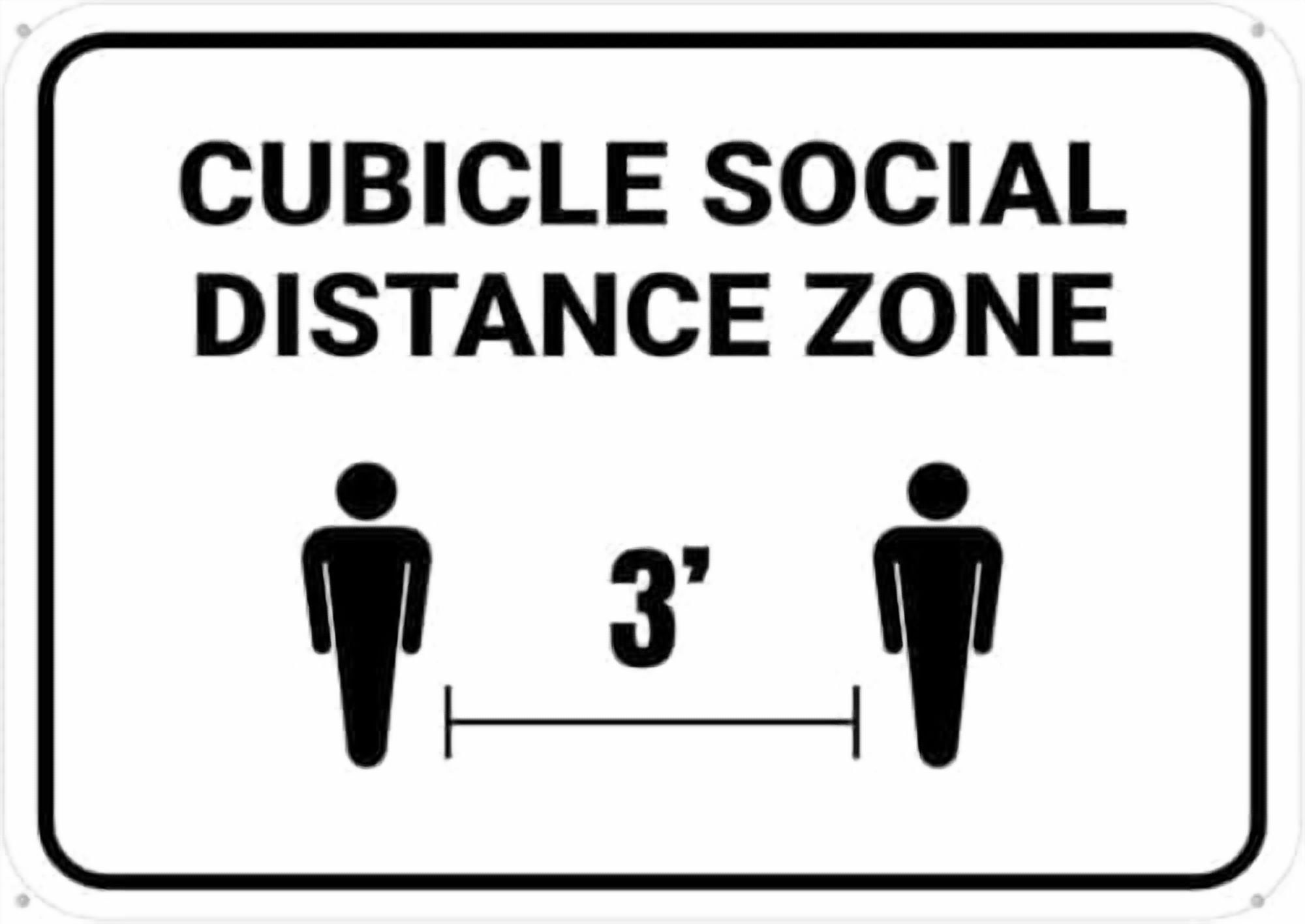 Warning Sign: Cubicle Social Distance Zone 3Ft White Rectangle Floor ...