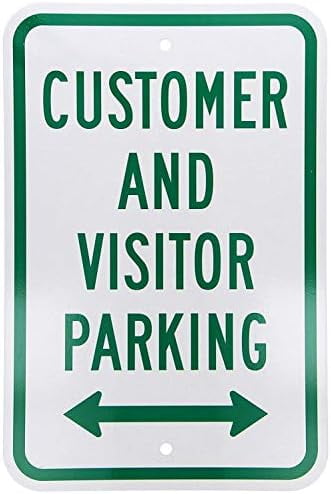 Warning Sign Customer and Visitor Parking with Arrow, Green on White ...
