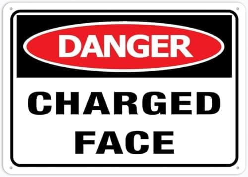 Warning Sign - Danger Charged Face, Tin Sign, Warning Metal Sign ...