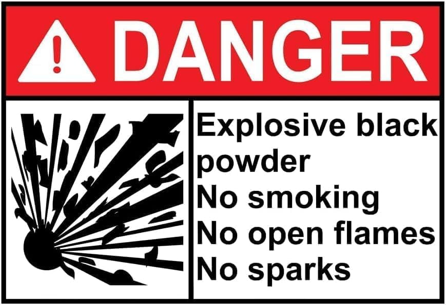 Warning Sign - Danger Explosive Black Powder No Smoking with Symbol ...