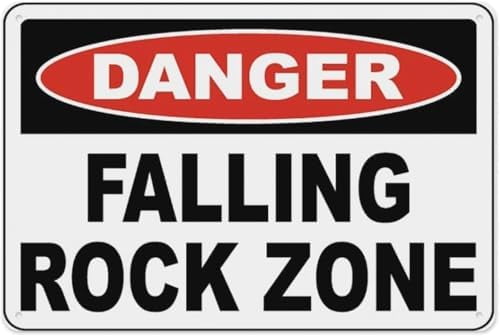 Warning Sign - Danger Falling Rock Zone, Warning Metal Sign, Vintage ...