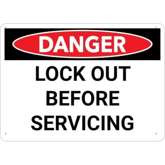 Warning Sign - Danger Lock Out Before Servicing, Warning Tin Sign, for ...