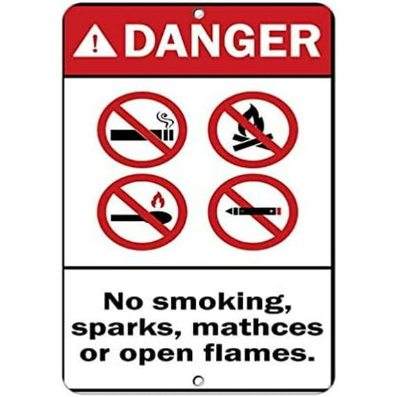 Warning Sign Danger No Smoking, Sparks, Matches Or Open Flames. Sign ...