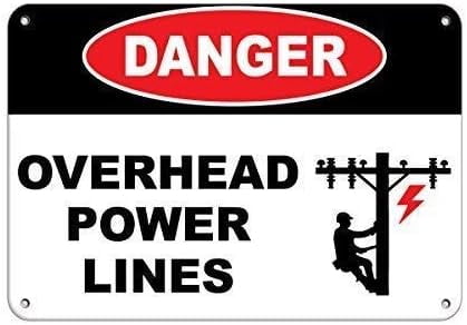 Warning Sign Danger Overhead Power Lines Style 2 Hazard Labels Sign ...
