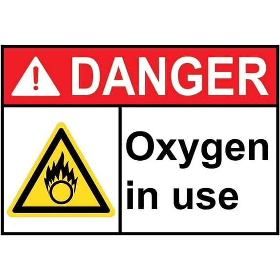 Warning Sign - Danger Oxygen in Use with Symbol, Gas Pipe Security ...