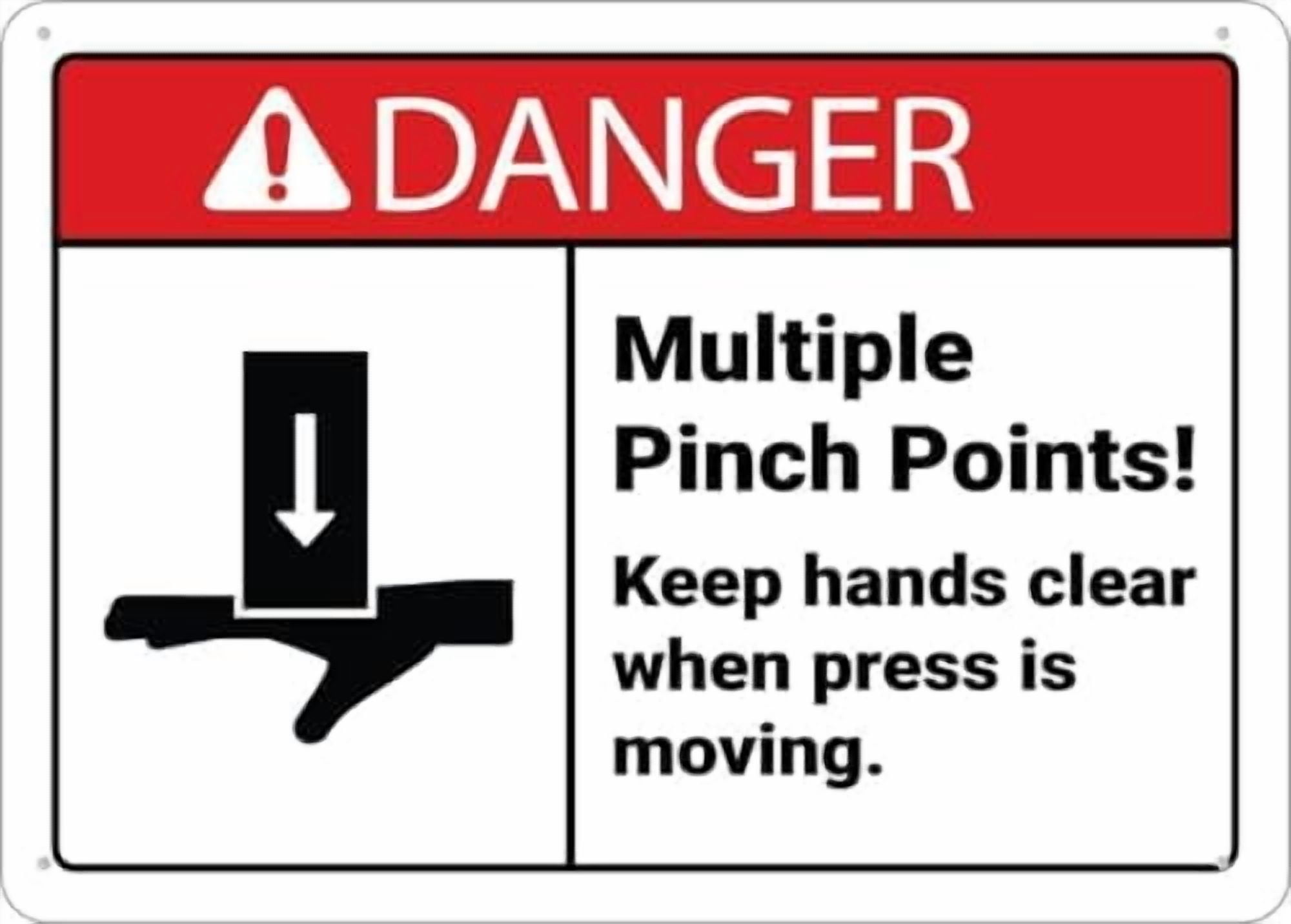 Warning Sign: Danger - Pinch Points, Keep Hands Clear, Press Moving ...