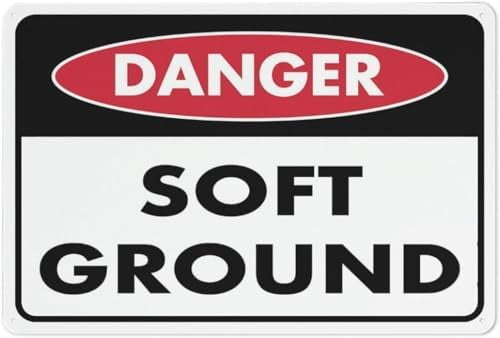 Warning Sign - Danger Soft Ground, Warning Metal Sign, Vintage Wall ...