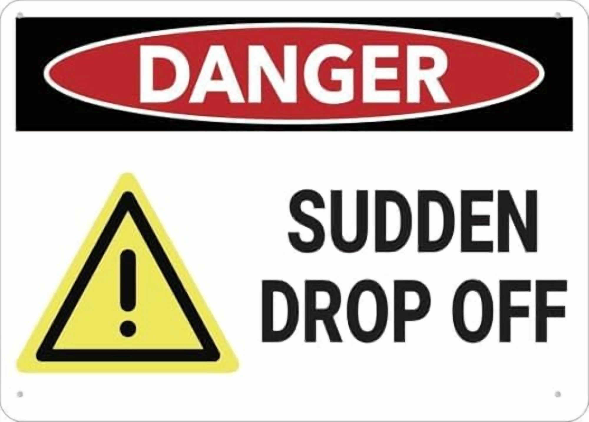 Warning Sign - Danger Sudden Drop Off, Premium Aluminum Yard Sign, Sun ...