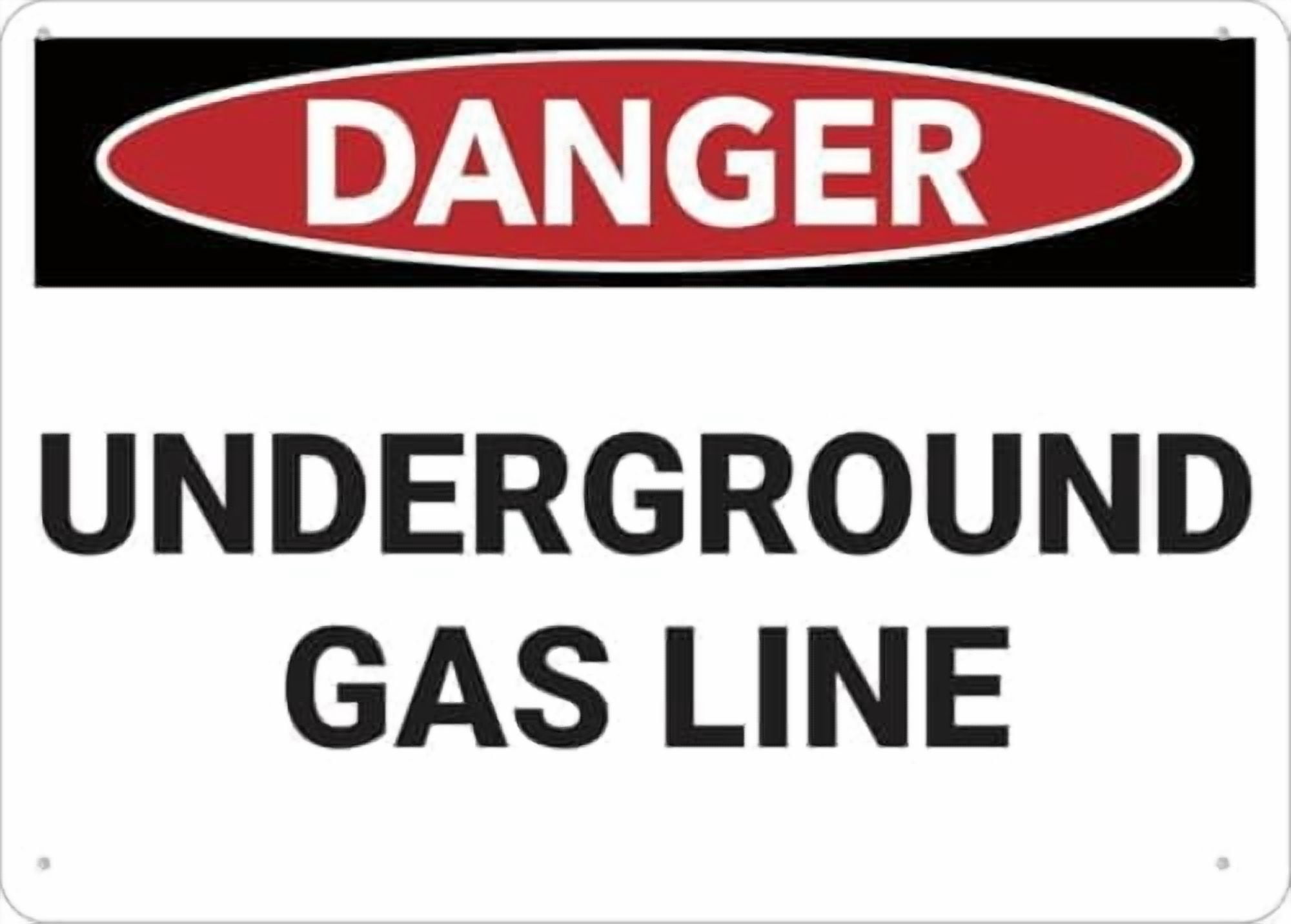 Warning Sign - Danger Underground Gas Line, Durable Metal Warning Sign ...