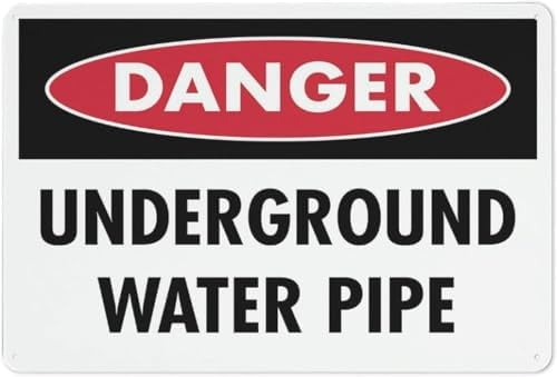 Warning Sign: Danger Underground Water Pipe, Warning Sticker Security ...