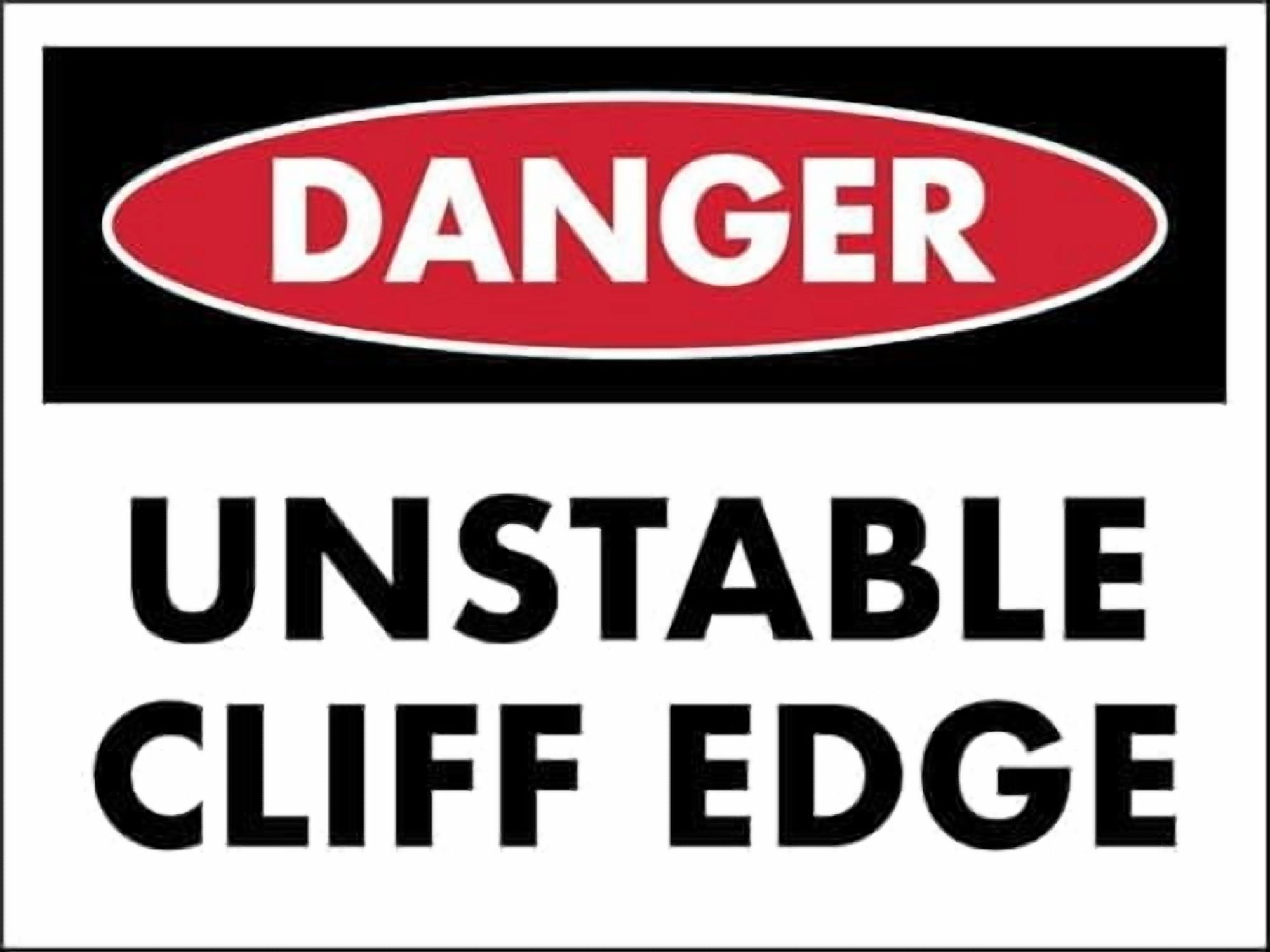 Warning Sign: Danger Unstable Cliff Edge, Metal Tin Sign, Suitable for ...