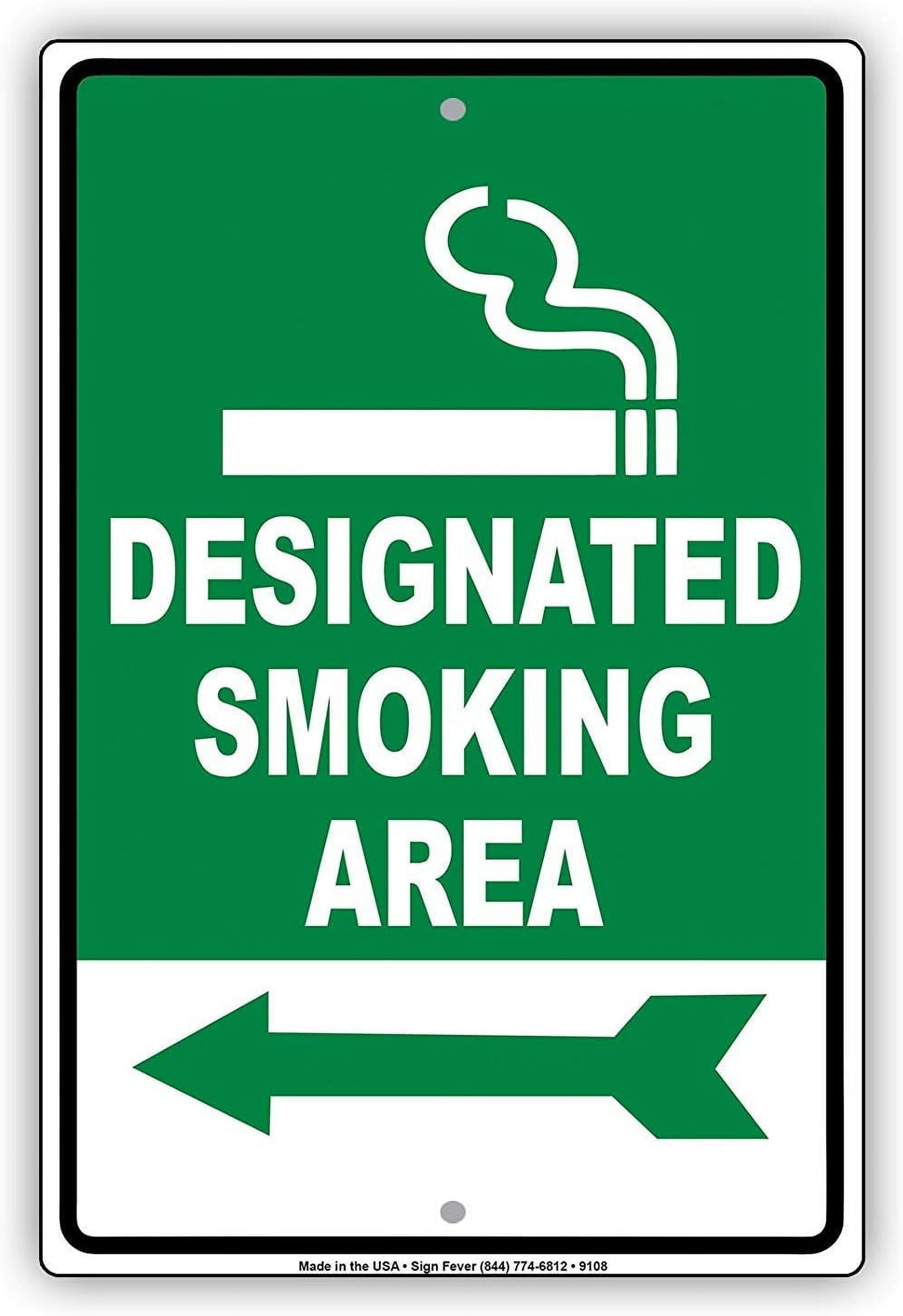 Warning Sign Designated Smoking Area Left Pointer Arrow Direction Way ...