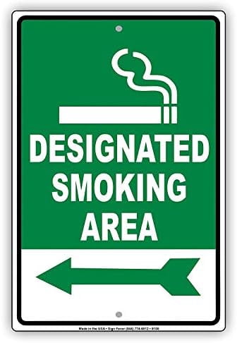 Warning Sign Designated Smoking Area Left Pointer Arrow Direction Way ...