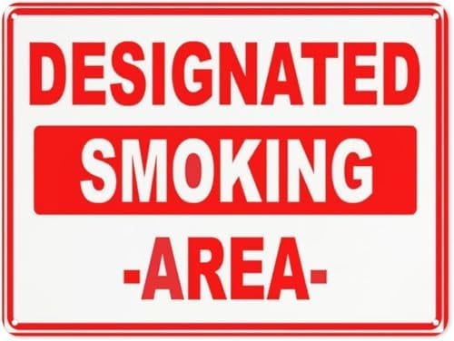 Warning Sign: Designated Smoking Area Sign3, Aluminum Security Tin Road ...