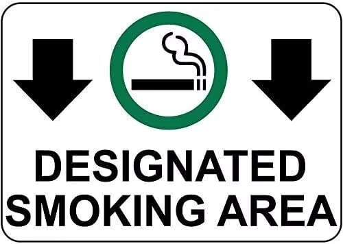 Warning Sign Designated Smoking Area W Down Arrow Road Sign Business ...