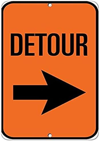 Warning Sign Detour Right Arrow Traffic Sign Business Sign 12X8 Inches ...