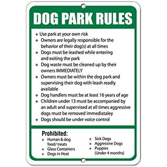 Warning Sign Dog Park Regulations Dogs Must Stay Within Specified Area ...