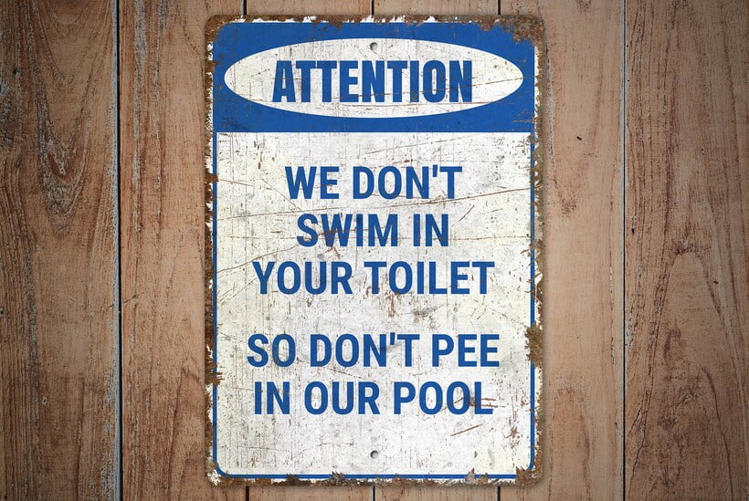 Warning Sign Don't Pee in Pool Pool Sign Caution Sign Pool Decor ...