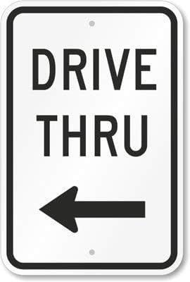 Warning Sign Drive Thru (with Left Arrow) Sign Business Sign 12X8 ...