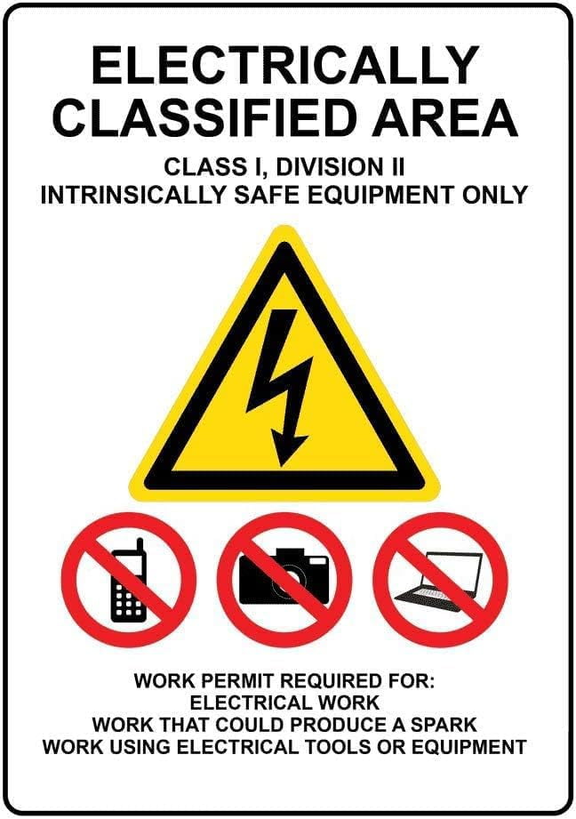 Warning Sign - Electrically Classified Area, Aluminum Rust-Proof Sign ...