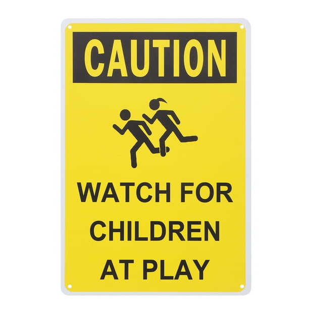 Warning Sign Emblems Kids Playing Caution Metal Business Street for ...