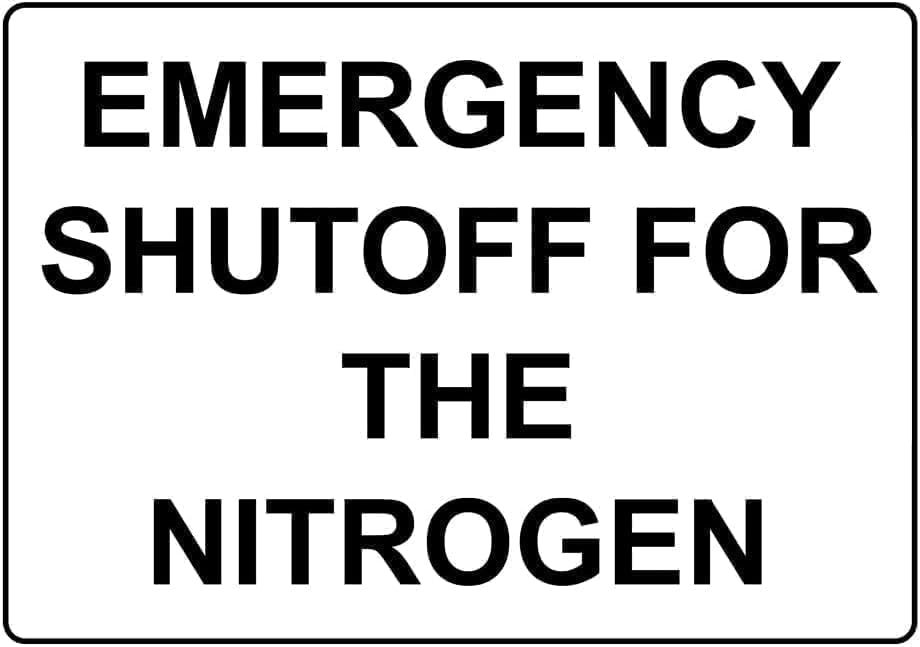 Warning Sign - Emergency Nitrogen Shutoff, Vintage Metal Wall Decor ...