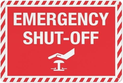 Warning Sign - Emergency Shut Off Button, Rust Free Aluminum Sign ...