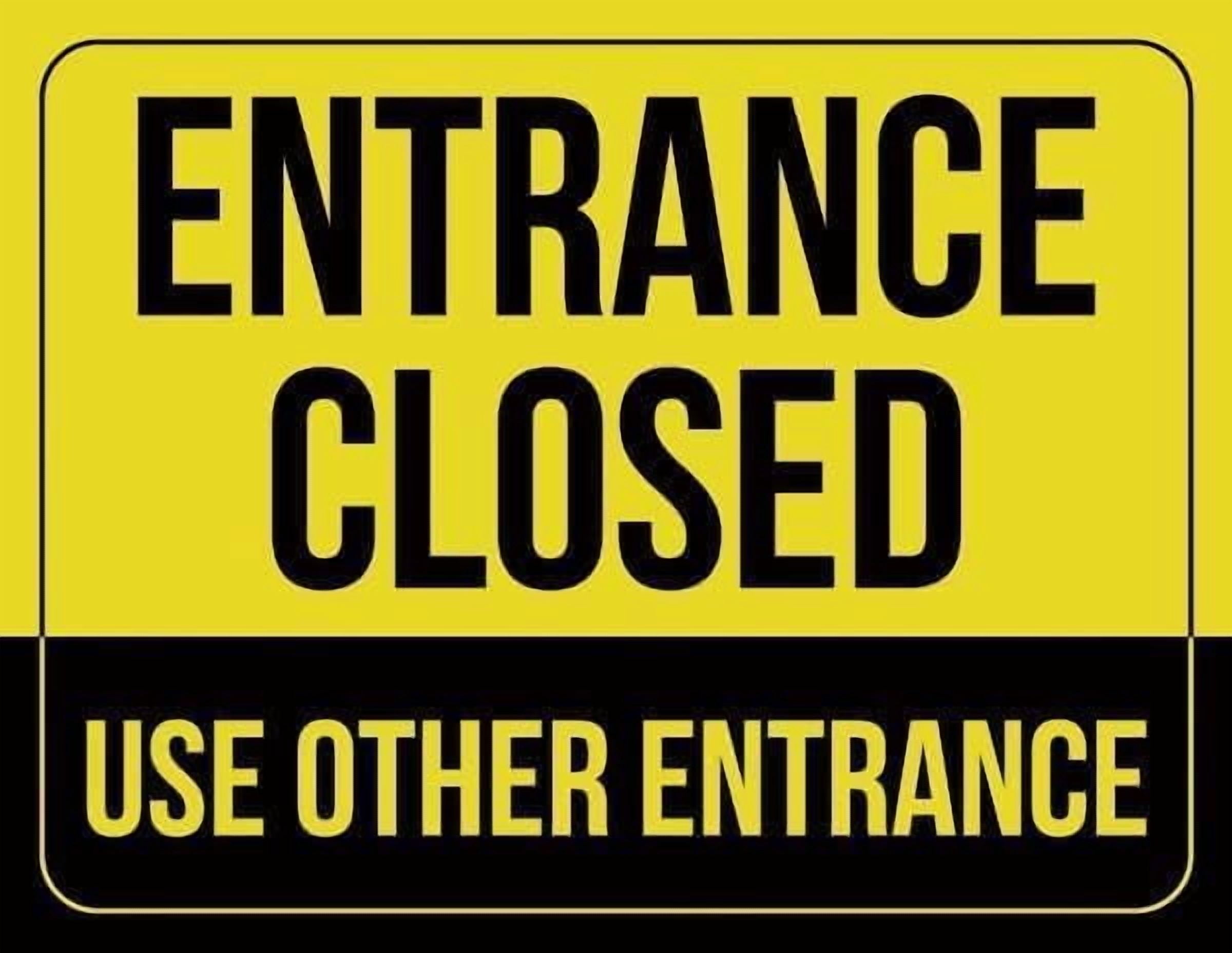 Warning Sign - Entrance Closed Use Other Entrance, Traffic Metal Tin ...