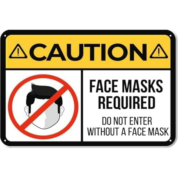 Warning Sign - Face Masks Required No Entry PVC, Sign for Workplace ...